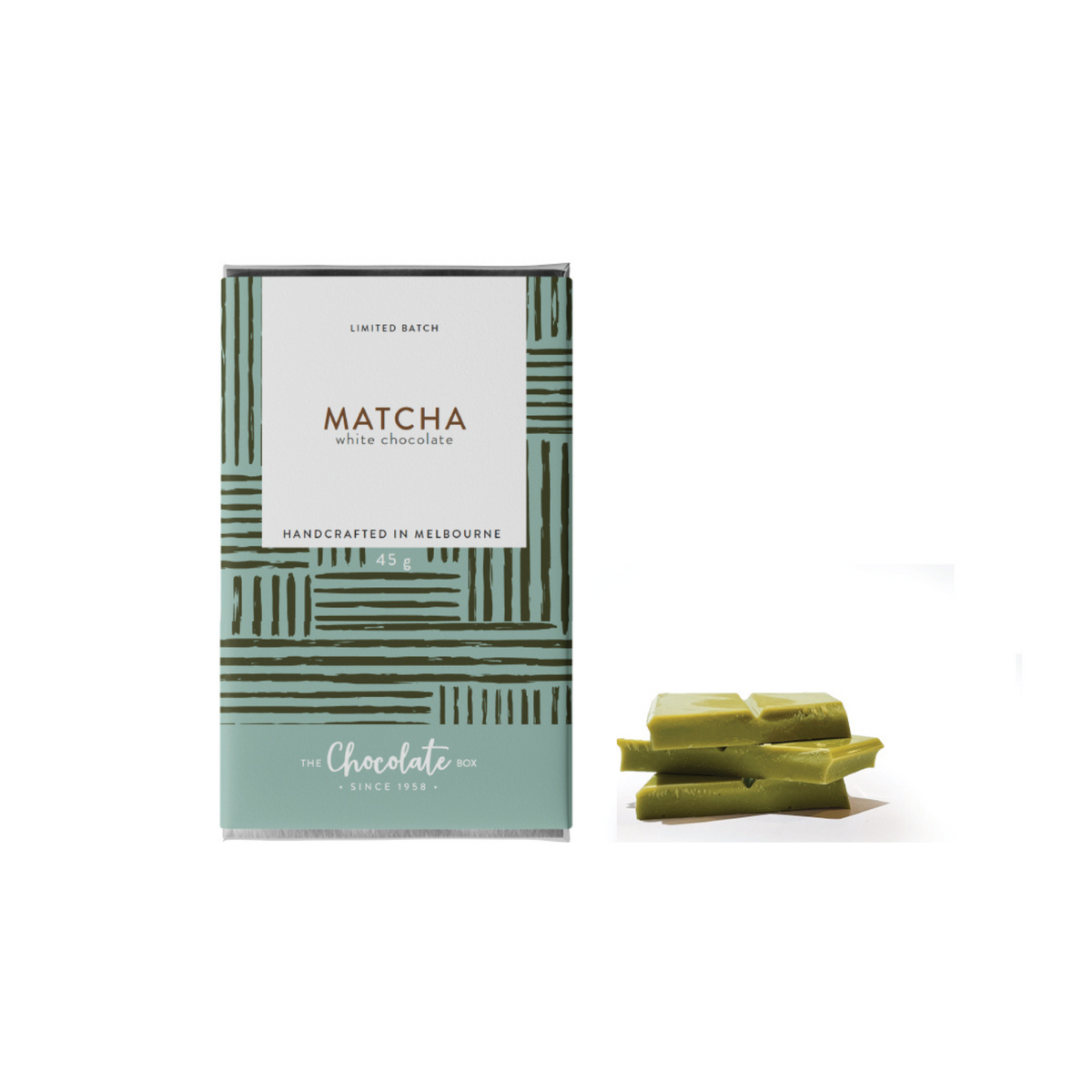 Matcha White Chocolate Block, 45g *Small Batch* — Chocolate Box